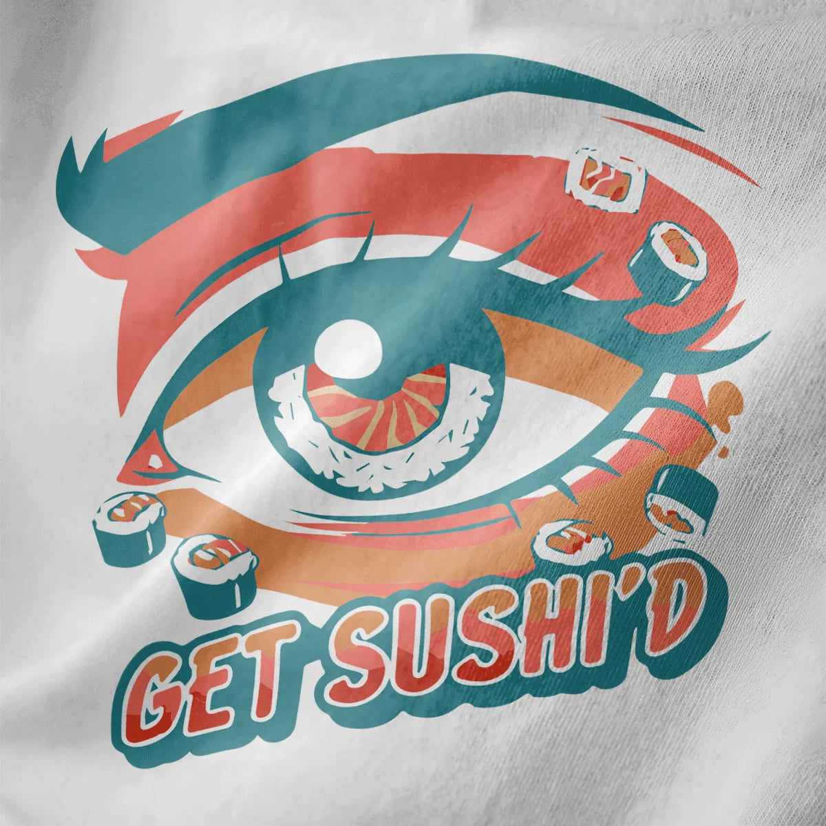 Sushi Eye Pop Art, Vibrant Cartoon T-Shirt | Wakuwakuma